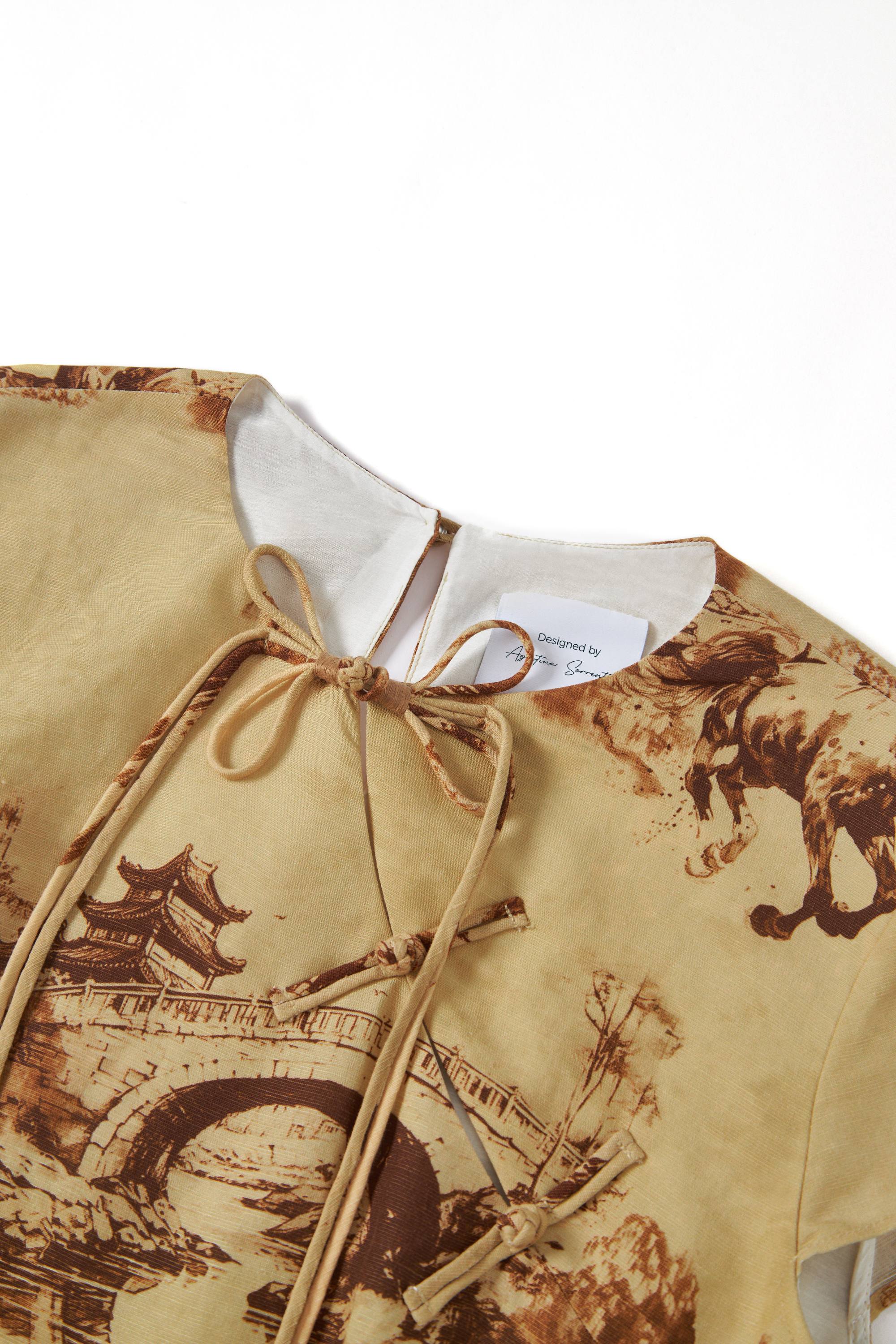 Tansya Oriental Print Qipao Dress in Viscose Blend – fbrq.com