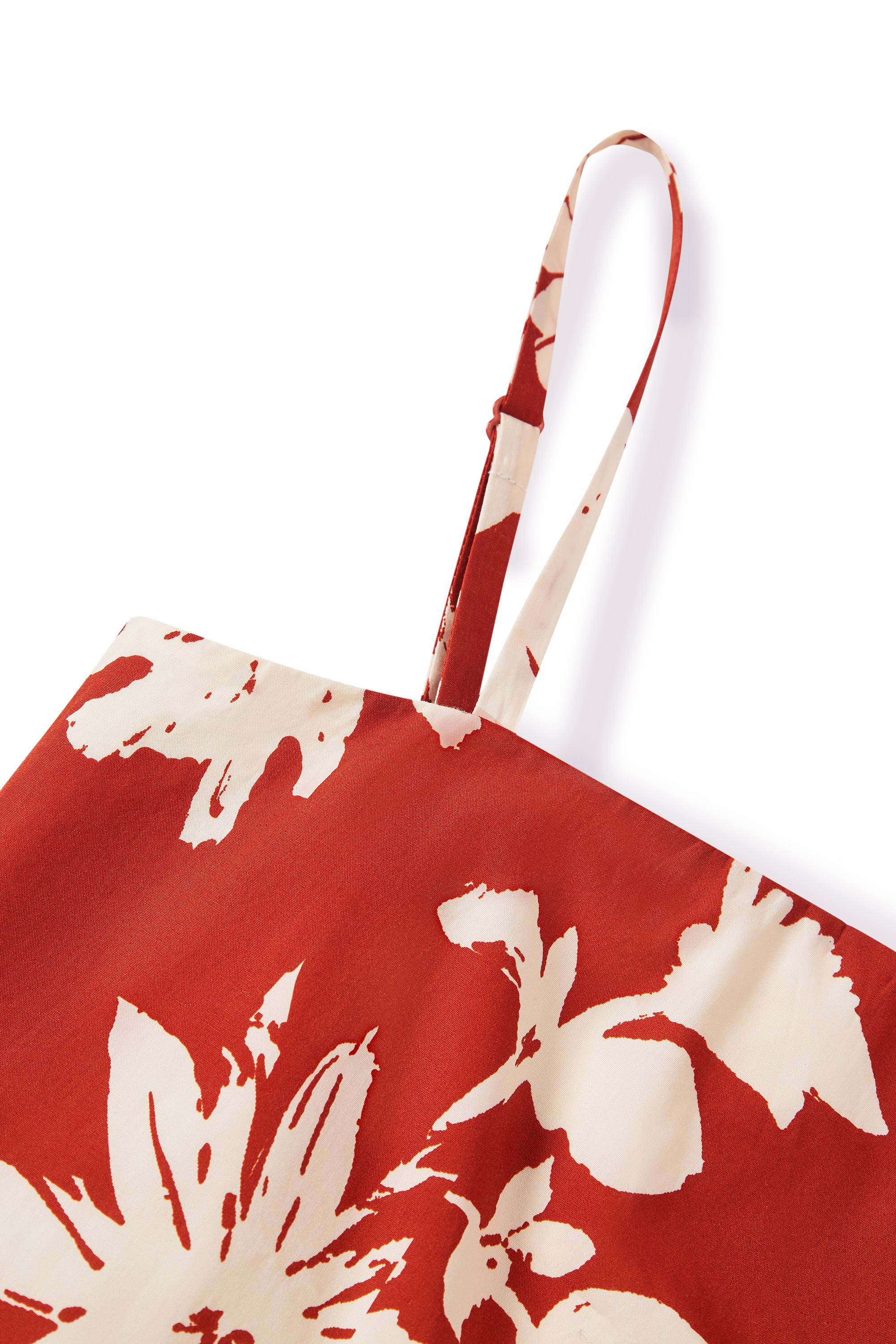 Sienna Asymetrical Strap Flora Print Cami Dress in Matte Cotton – fbrq.com